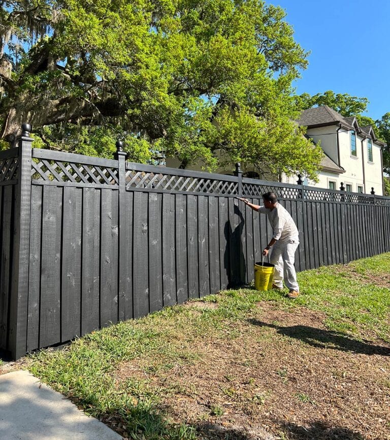 Black wood fence and DIY arbor reveal - Jenna Sue Design