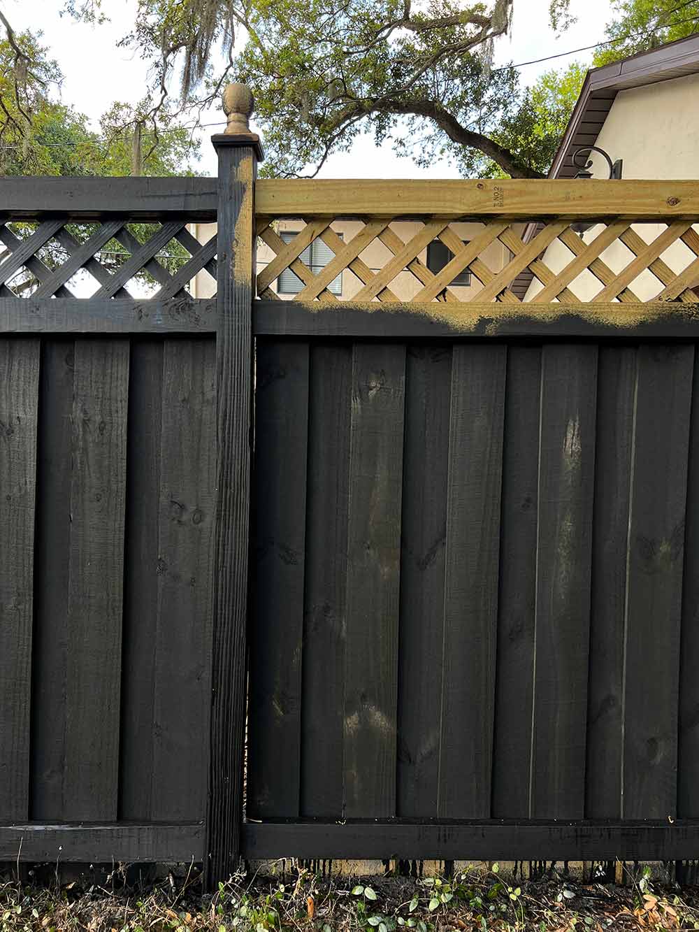 Black wood fence and DIY arbor reveal - Jenna Sue Design
