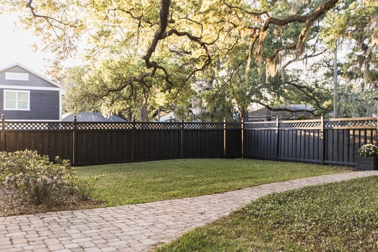 Black wood fence and DIY arbor reveal - Jenna Sue Design