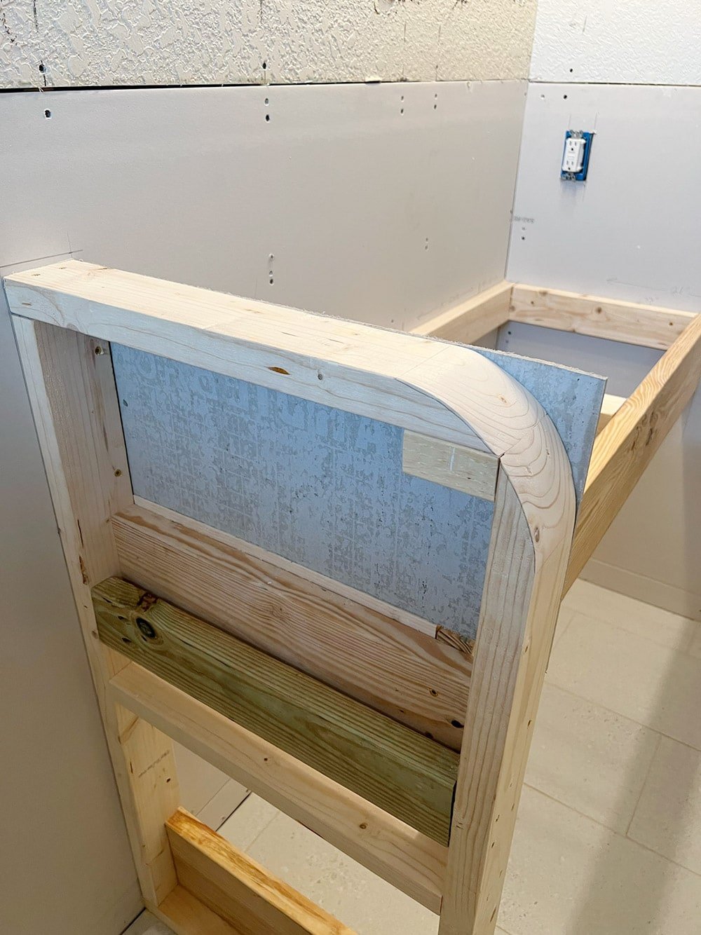 Custom built in bathroom vanity with microcement - Jenna Sue Design