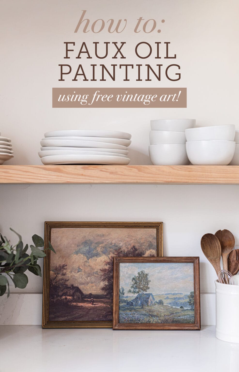 DIY Faux Oil Painting with Free Vintage Art - Jenna Sue Design