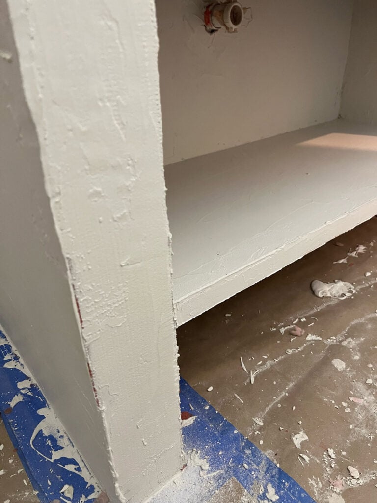 Custom built in bathroom vanity with microcement - Jenna Sue Design