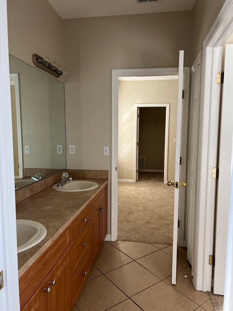 Spanish Sanctuary Jack & Jill Bathroom Plan - Jenna Sue Design