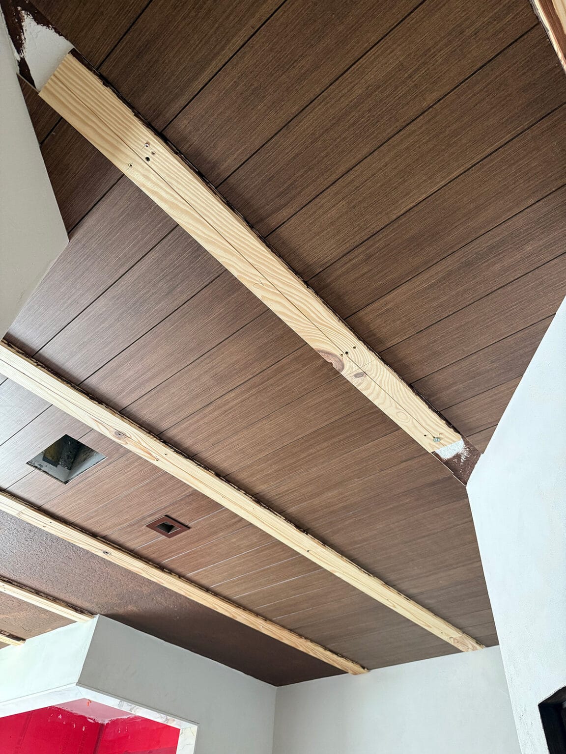 DIY Wood Plank and Beam Ceiling - Jenna Sue Design