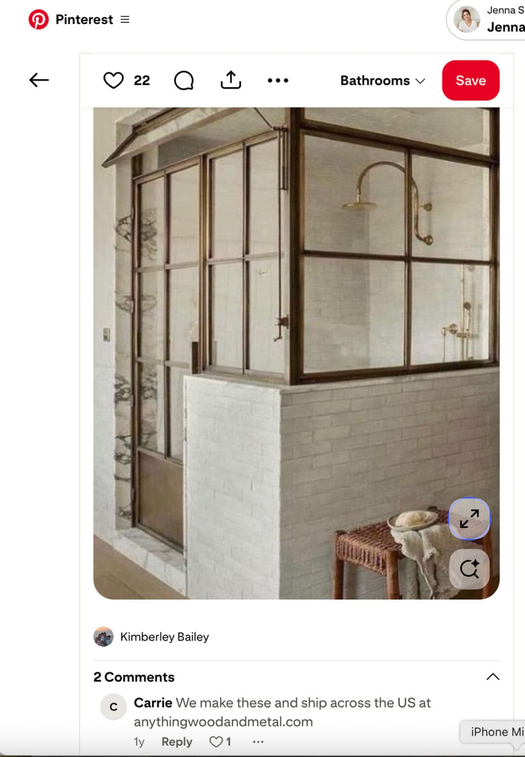 Our Custom Metal Shower Enclosure - Jenna Sue Design